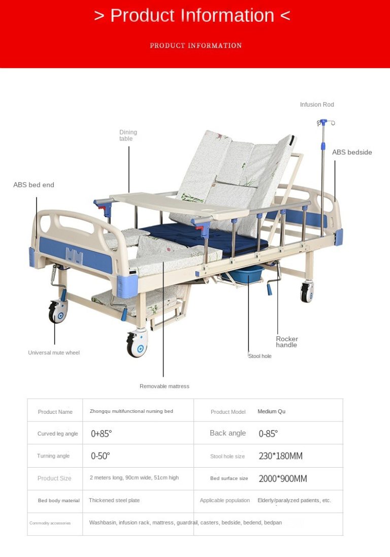 Multi-function Manual Adjustable Hospital Nursing Bed - Enace